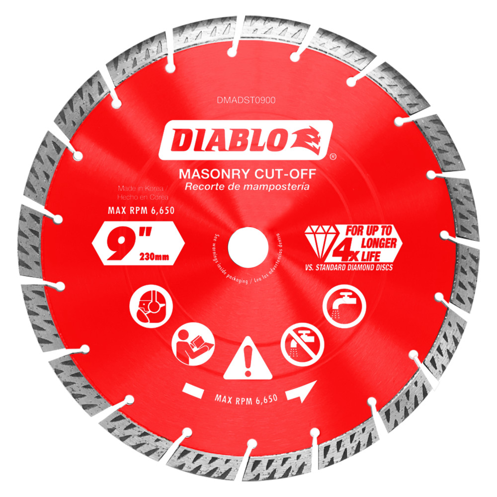 White Cap | 9" Segmented Diamond Turbo Cut-Off Disc Diablo