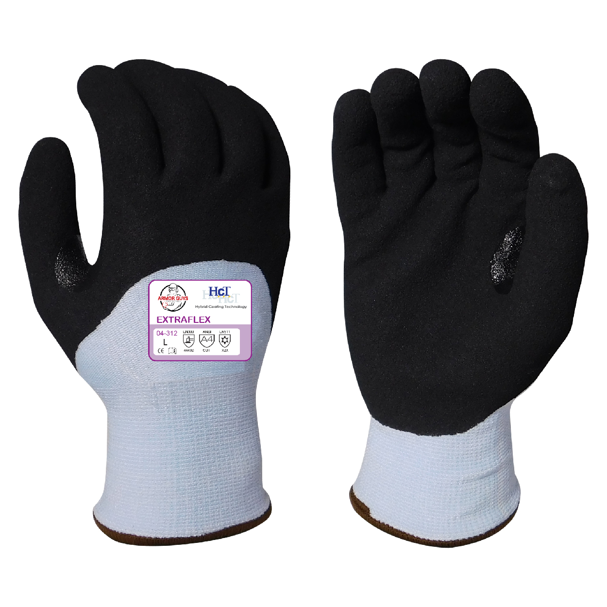 White Cap | Armor Guys ExtraFlex Knit Wrist Nitrile 13ga XL Blue/Black ...