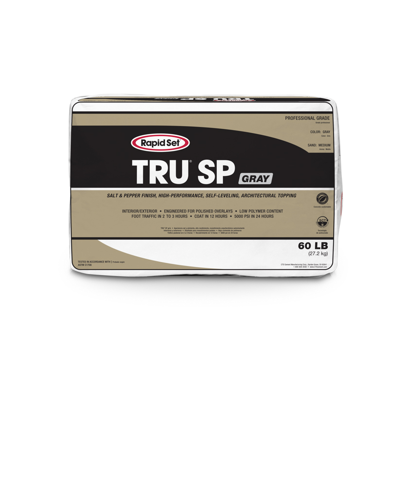 60lb Tru Sp Rapid Set Gray Salt Pepper Self Leveling Topping Cts Cement White Cap
