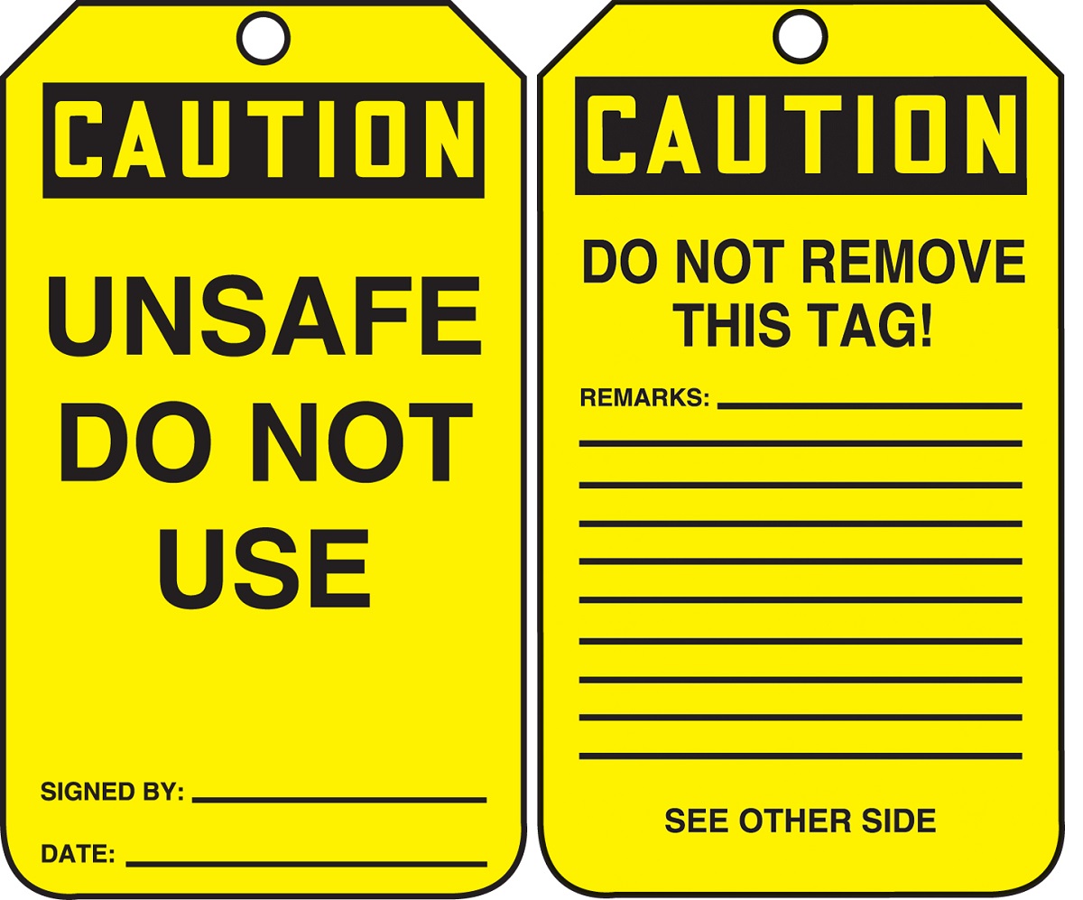 White Cap | Accuform Signs 5.75" x 3.25" Cardstock Yellow 'Caution ...