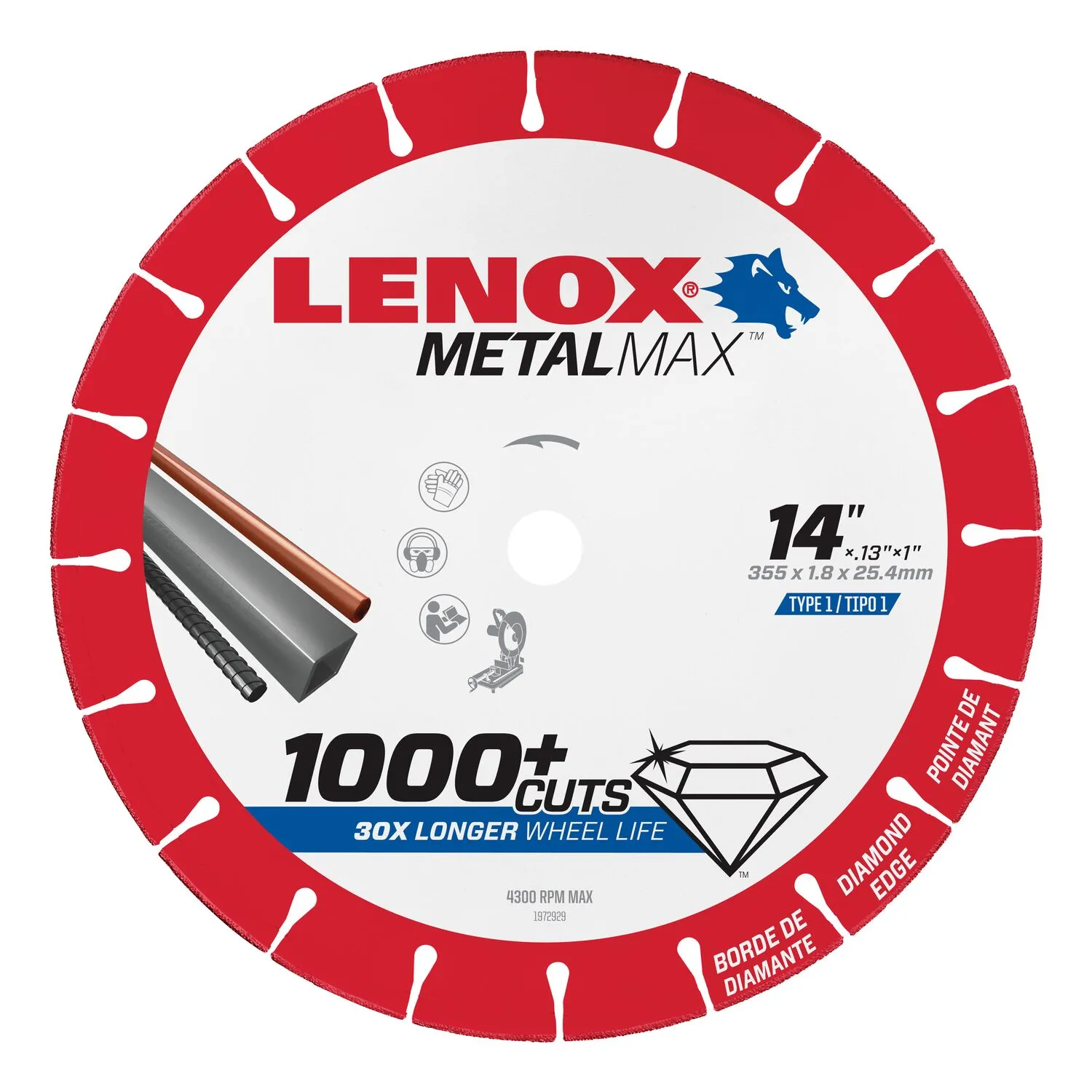 White Cap | Lenox 14"X1"X.13" Metal Max Diamond Cutting Wheel Dg