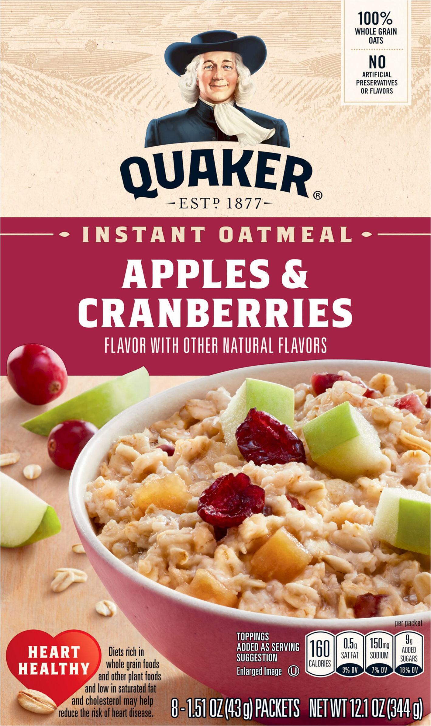 Calories in Instant Oatmeal, Original from Great Value