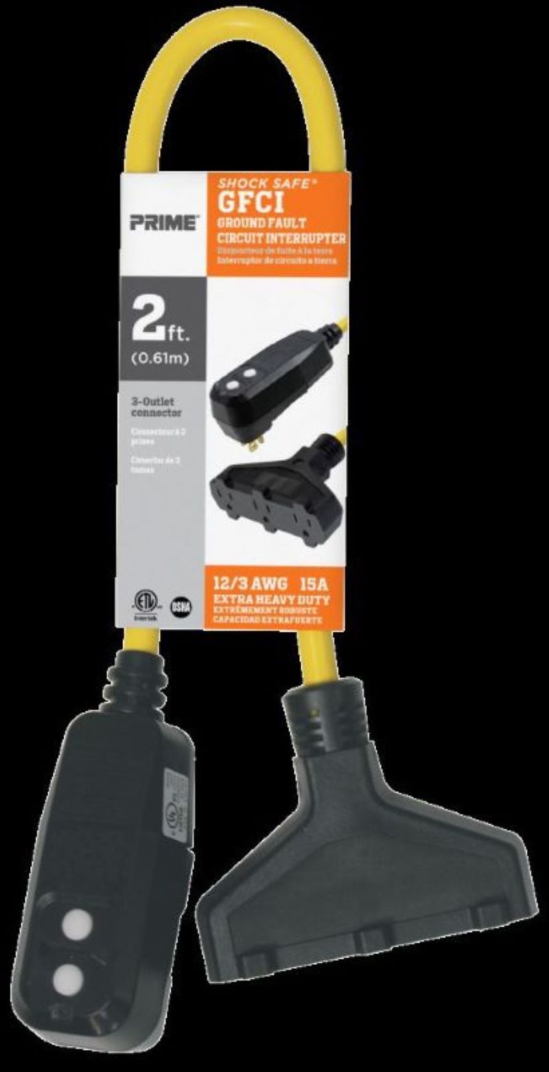 White Cap | Prime Wire 2' GFCI Triple Adapter