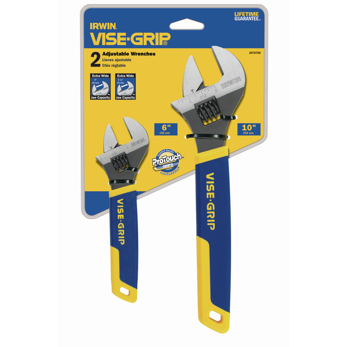 White Cap Irwin Vise Grip Chrome Vanadium Steel 2 Piece Adjustable Wrench Set