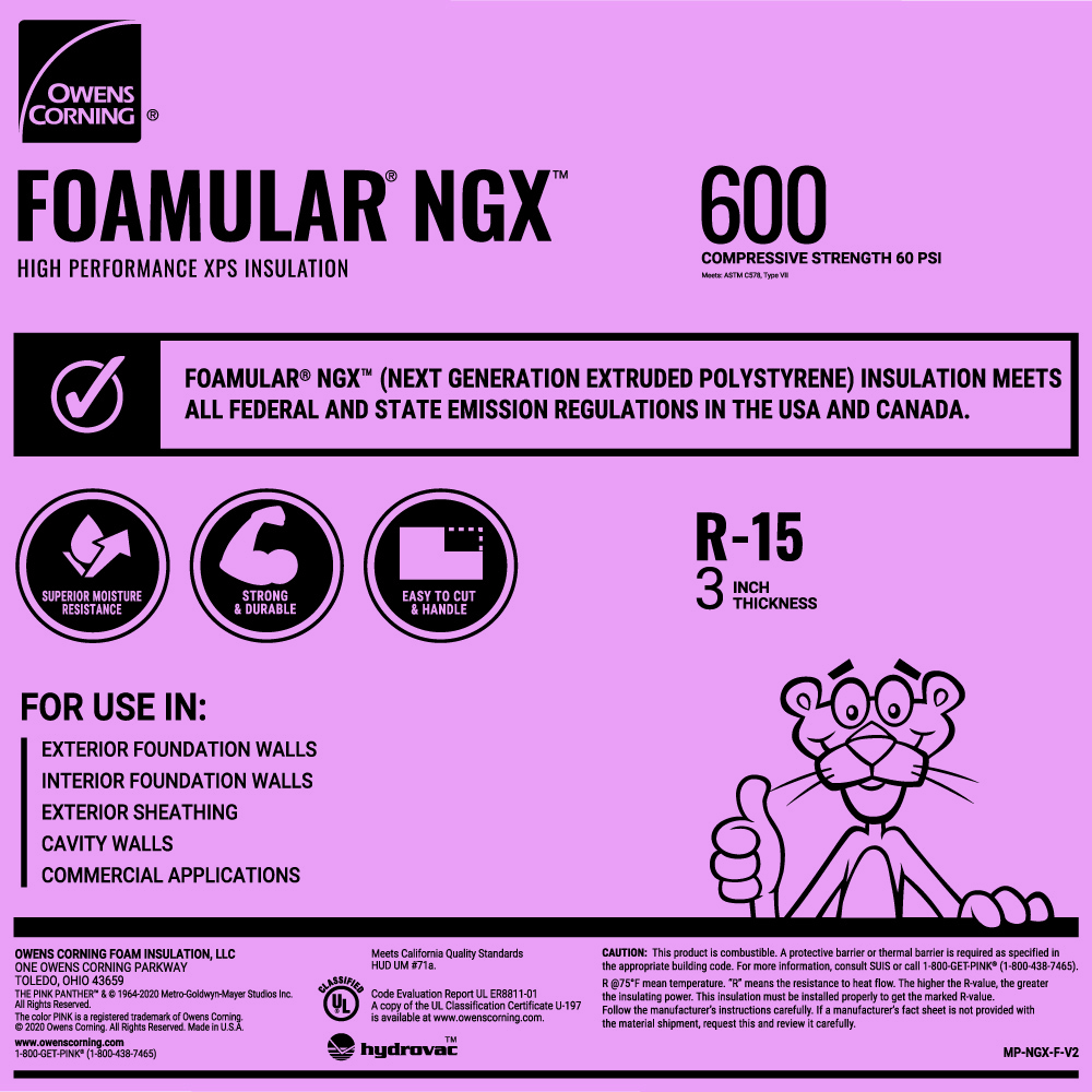 Foamular Ngx F600 3"X48"X96" Se 32P Owens - White Cap