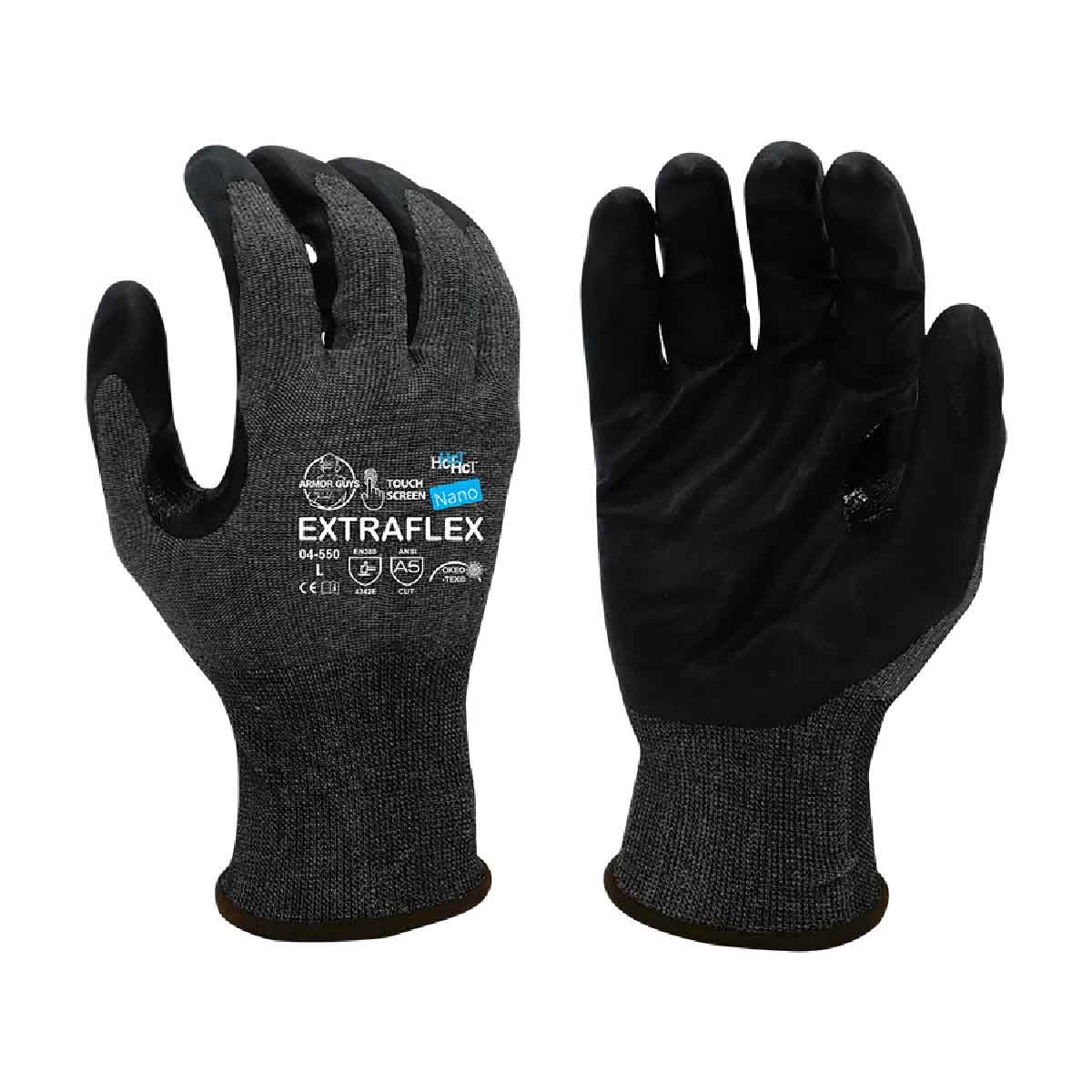 White Cap | Xl 18Gm Extraflex Ansi 5 Nitrile Palm Dip Armor Guys